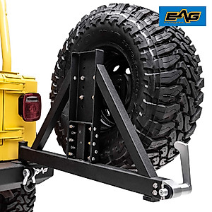 EAG Classic Rear Bumper with Tire Carrier Black Textured Fit for 87-06 Wrangler TJ YJ