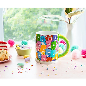 Care Bears Allover Print Ceramic Mug With Rainbow Handle | Large Coffee Cup For Tea, Espresso, Cocoa | Holds 20 Ounces