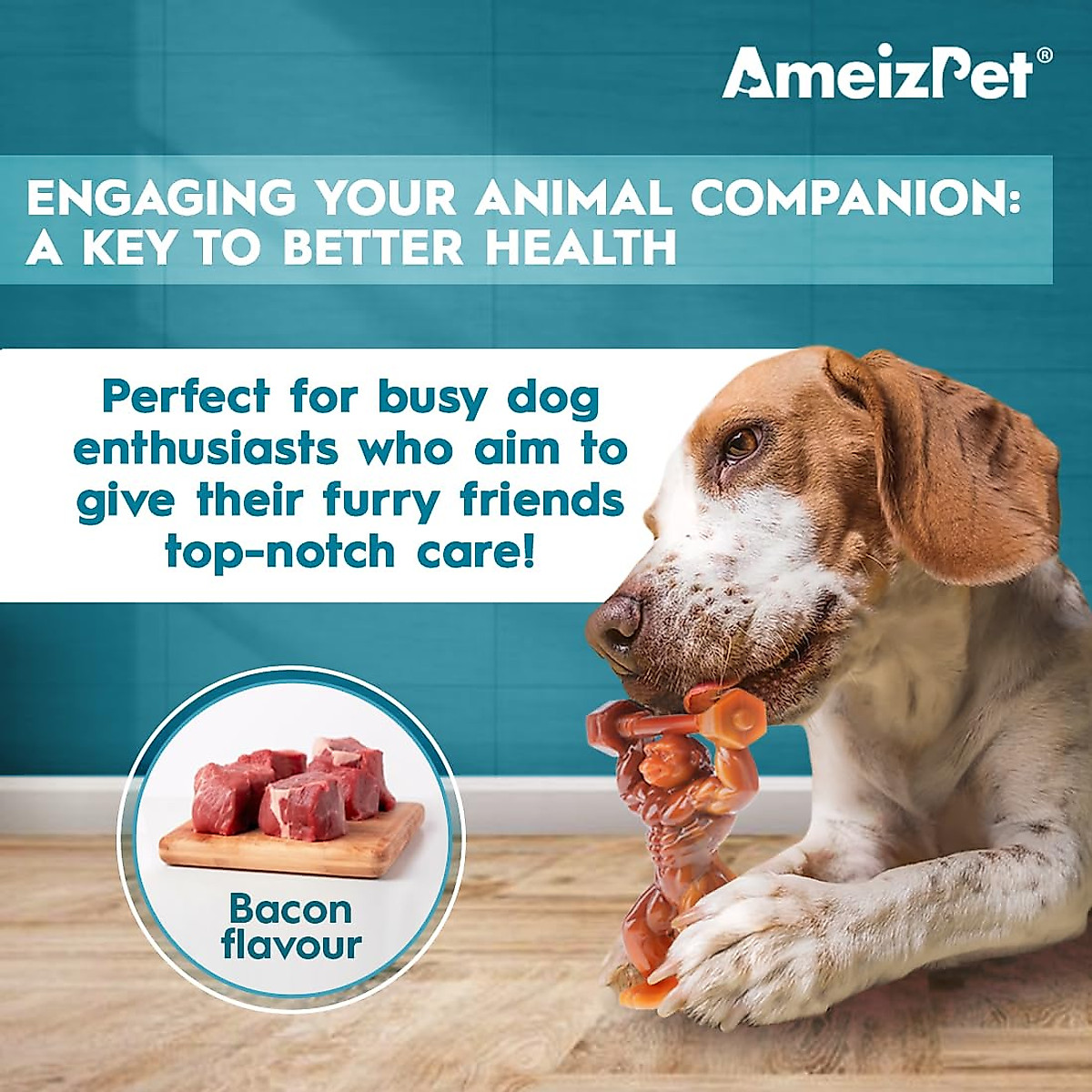 AmeizPet Bacon Flavor Gorilla Dog Chew Toy for Medium & Large Breed Dogs, Indestructible Durable Long Lasting 100% Nylon Dog Chew Toy for Aggressive Chewers - Dog Toy to Keep Them Busy