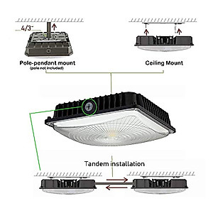 CYLED 65W LED Canopy Light Industrial Waterproof Explosion-Proof Outdoor High Bay Balcony Car Park Lane Gas Station Ceiling Light Equivalent 250W HID/HPS 6500 Lm 5500K DLC Qualified Pack of 2