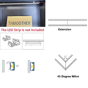 THMOOTHER 6-Pack 16inch Surface Mounted LED Strip Aluminum Channel with Anti UV Diffuser - Enhance Your Lighting with Style and Functionality