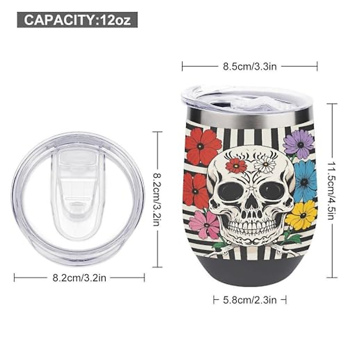 OPTKSNCU 304 Stainless Steel Insulated Cup with Lid, Black And White Stripes Print Durable, And Easy to Clean – Ideal for Home, Office, And Gift Giving