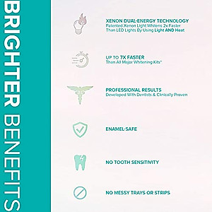 LUSTER PREMIUM WHITE Pearl Infused Pro Light Teeth Whitening System - Fast Whitening Kit with Light, Serum, Rinse, Toothpaste - 4Piece kit