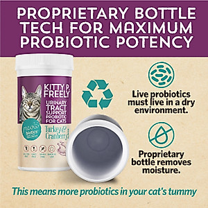 Meowbiotics Kitty P. Freely Cat Urinary Supplement, Cranberry for Cats, Cat UTI & Cat Kidney Support Powder Probiotics for Cats, Made in USA (30 Days)