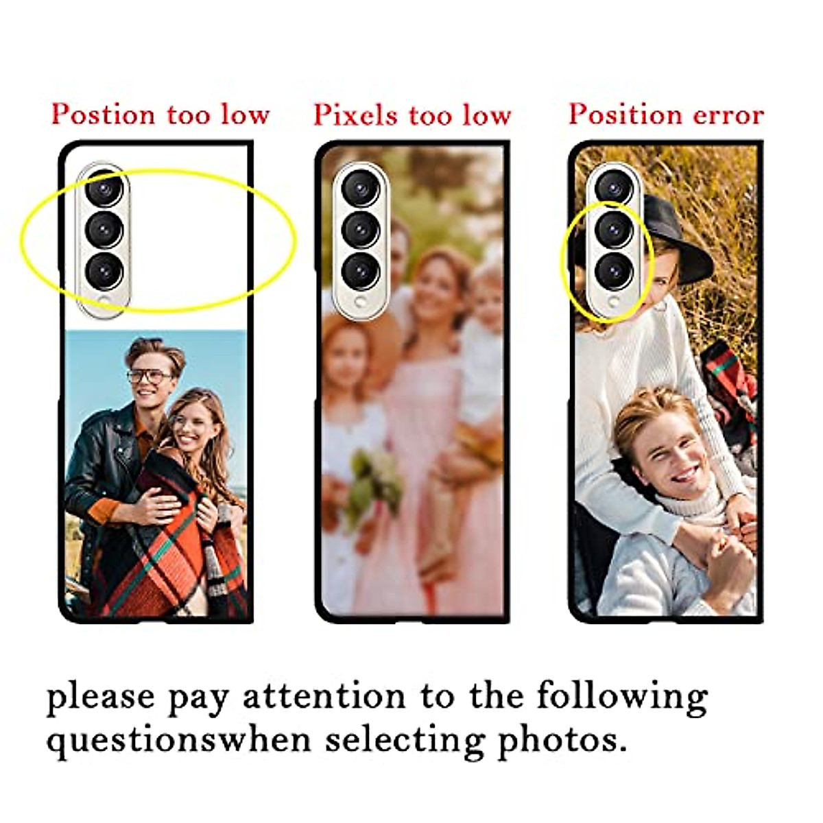 Custom Phone Case for Samsung Galaxy Z Fold 4,Customized Personalized Photo Text Name Phone Case Anti-Scratch Hard Protective TPU Phone Cover Black