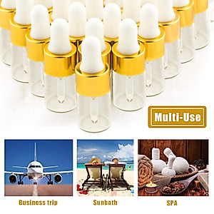 Easeen 50 Pcs Sample Dropper Bottles, 3ml Clear Mini Dropper Bottles with 2 Pcs Plastic Droppers for Traveling Essential Oils DIY Cosmetic Liquid Sample Perfume