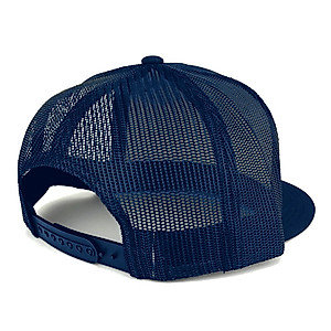 Trendy Apparel Shop Cuba Flag 5 Panel Flatbill Trucker Mesh Snapback Cap - NAVY