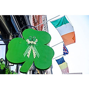 ALIBBON Large St. Patrick's Day Bows for Wreaths, St Patrick's Wreath Bows, Glitter Green Bows for Crafts, Irish St. Patrick's Decor, Green Shamrock Bows for Parades Party Supplies Decorations