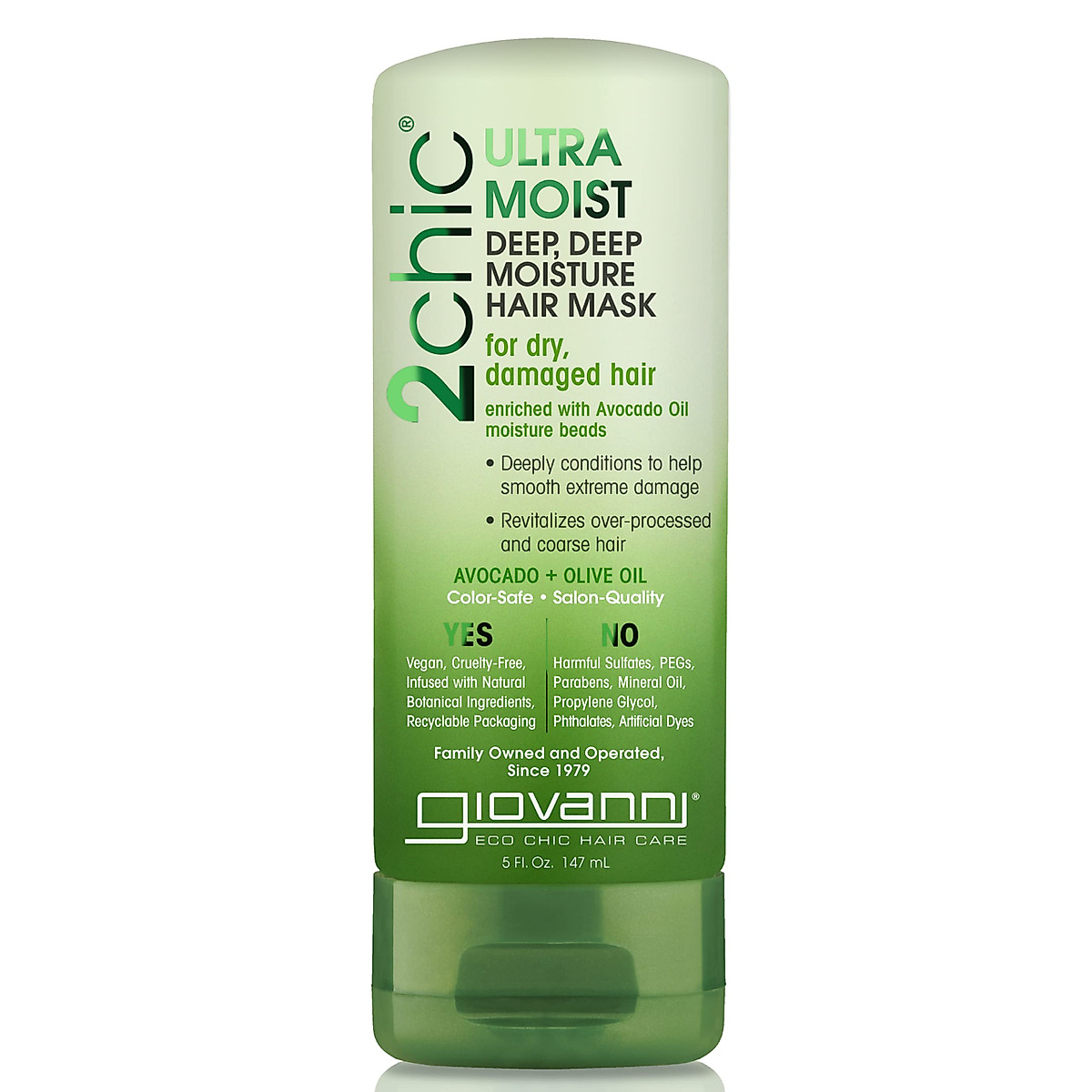 GIOVANNI Ultra-Moist Deep, Deep Moisture Hair Mask - Avocado & Olive Oil, Creamy Hydration Formula, Enriched with Aloe Vera, Shea Butter, Botanical Extracts, No Parabens, Color Safe - 5 oz