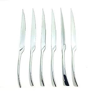 Uniturck Steak Knives 18/10 Heavy-Duty Stainless Steel Steak Knife Set of 6 for Chefs Commercial Kitchen - Great For BBQ Weddings - Dinners - Parties All Homes & Kitchens (Mirror Polished Silver)