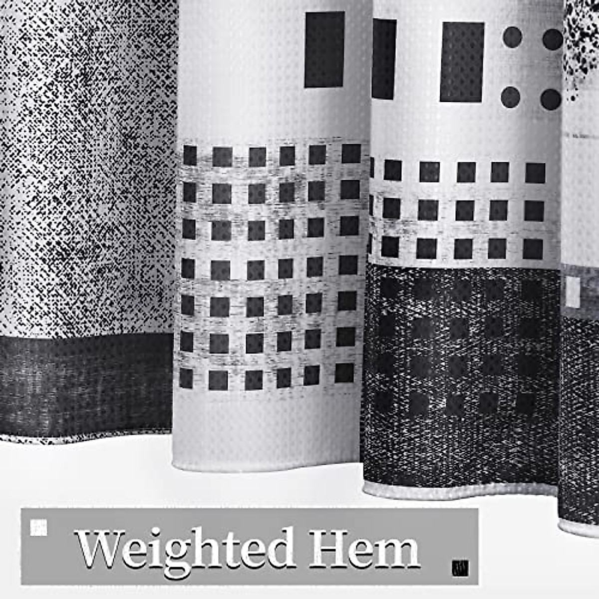 Awellife Black and White Shower Curtain Modern Gray Shower Curtains for Bathroom Waterproof Geometric Grey Shower Curtain Waffle Fabric Bathroom Curtain for Hotels, 72x72 inch