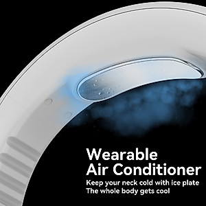 Portable Air Conditioner Neck Fan, Personal Neck Fan Cooler, Hands Free Bladeless, USB Rechargeable Battery Operated, Wearable Air Conditioner Hanging Fan, Leafless 3 Cooling Levels 3 Speeds (White)