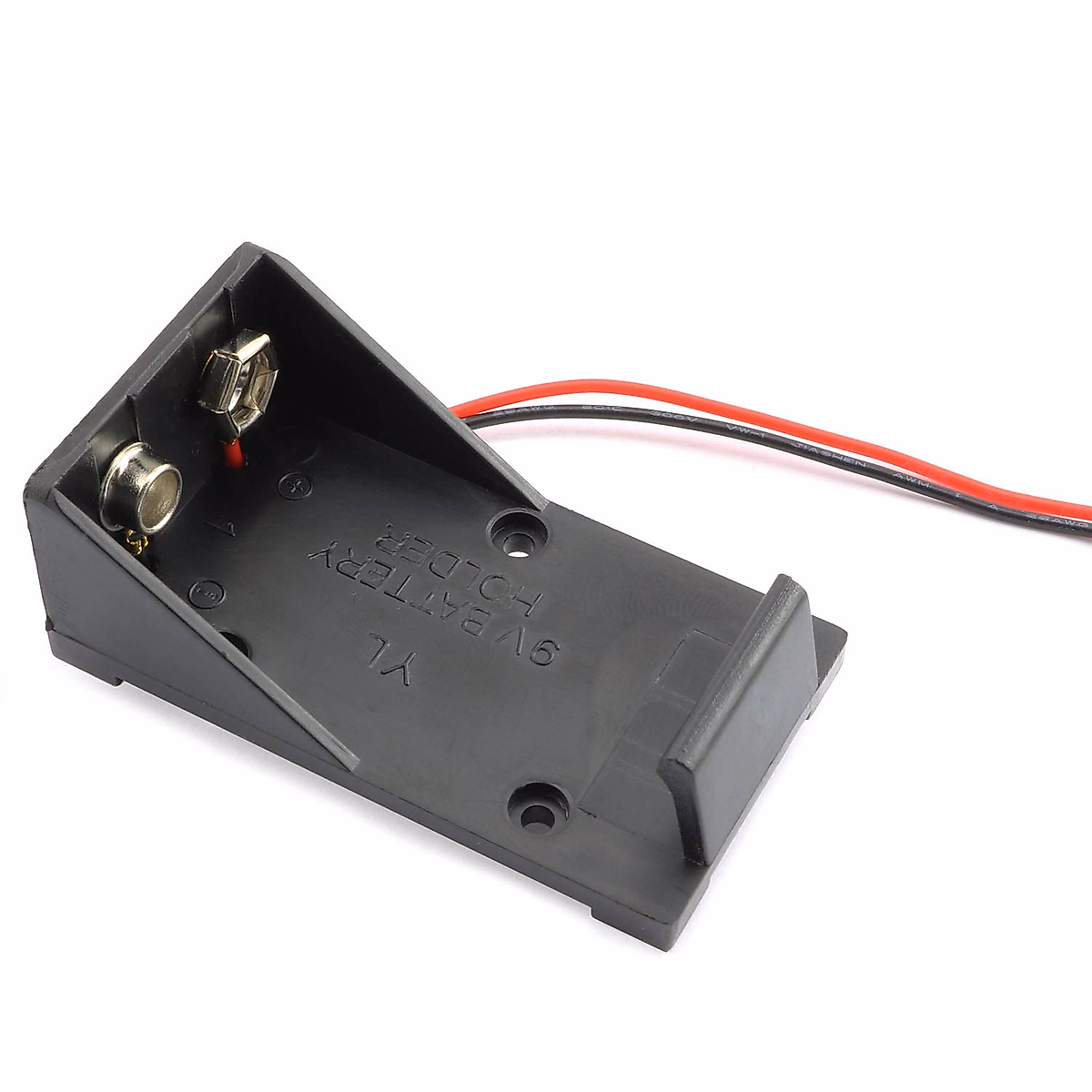 RuiLing 4pcs 9V Battery Holder Box with 2X Lead Wire Spring Clip DIY Plastic Cell Batteries Container