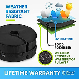 Rhino Round Umbrella Base Weight with Side Slot Opening, 18" ~ Easy Set up (Black)
