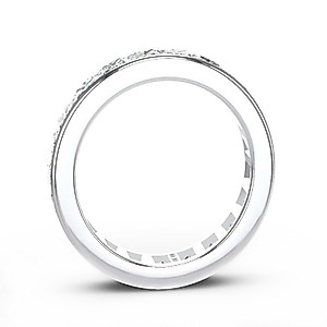 3.15 Carat Eternity Bands for Women, DF Color VVS Clarity Princess Cut Moissanite Rings for Couples,Sterling Silver with 18K White Gold Plated Wedding Rings for Women (8)