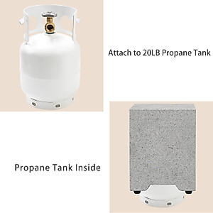 Essential Lounger Propane Tank Cover Table 16 Inch, 20 Propane Tank Holder Propane Tank Hideaway Table for Fire Pit, Concrete Gas Tank Hideaway Storage Table with Waterproof Cover - Gray