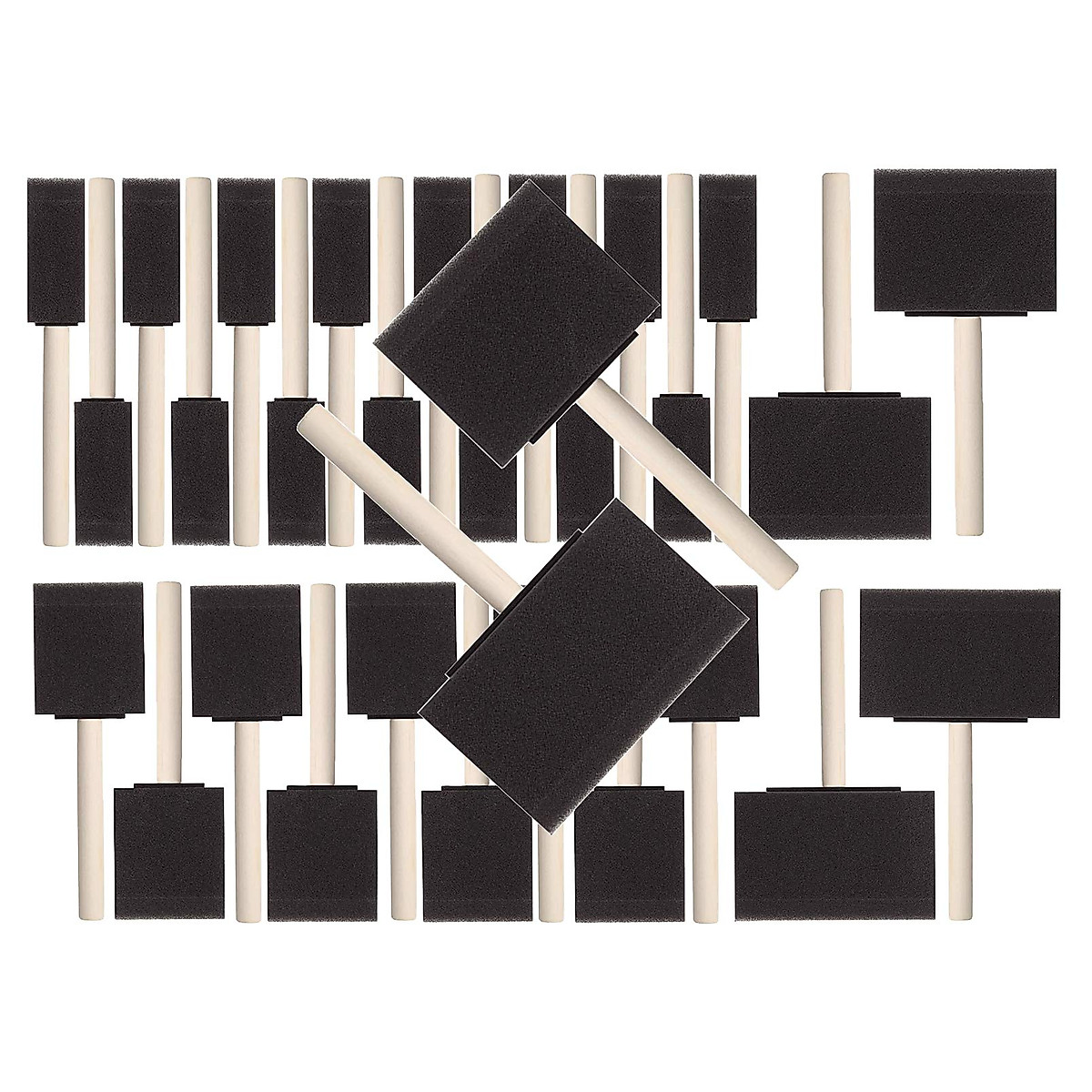 EHOMEA2Z Foam Paint Brushes Set - Versatile Sponge Paint Brush Kit with Sturdy Wooden Handles - Ideal Foam Brushes for Painting, Retouching and Crafts, Assorted Sizes - Foam Brush Collection (10)