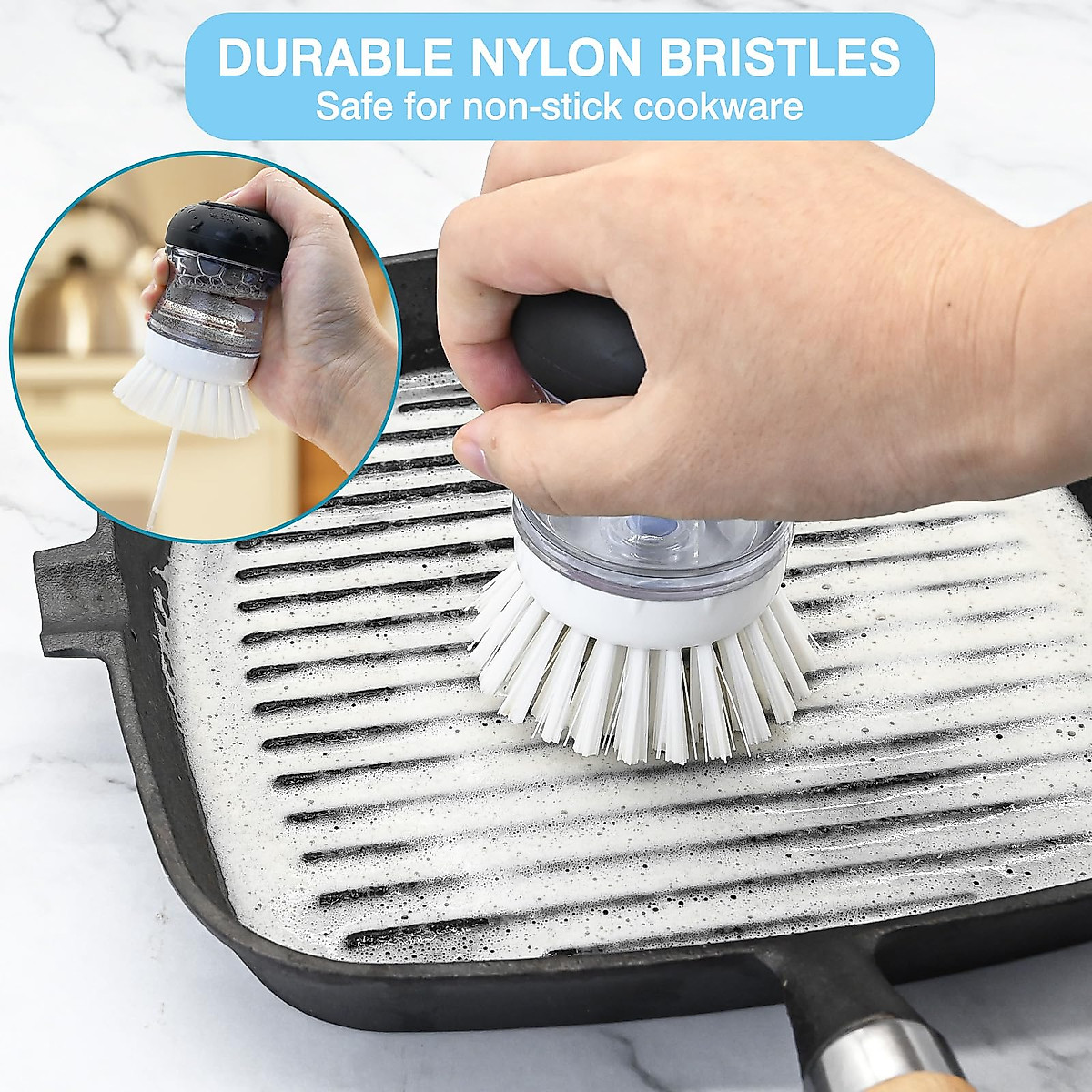 Palm Brush Refill for OXO Good Grips Soap Dispensing Palm Brush, 4 Pack Soap Dispensing Palm Brush Refills, Palm Brush Replacement Head, Palm Brush Refill Head