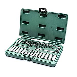 SATA 43-Piece 1/4-Inch Drive SAE and Metric Socket Set, Standard and Deep Sizes, with Ratchet and Other Accessories - ST09007U