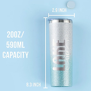 Onebttl Lake House Gifts: 20oz Stainless Steel Insulated Tumbler, Lake Life Housewarming Gift - Silver Blue