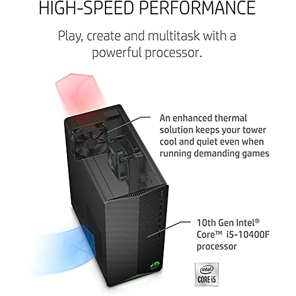 HP Pavilion Gaming Desktop TG01-1183w, Intel Core i5-10400F Processor up to 4.3 GHz, 8GB Memory, 256GB SSD, NVIDIA GeForce RTX 3060 Graphics Card(12 GB GDDR6) with Mousepad