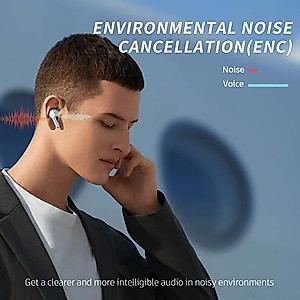 Wireless Earbuds Bluetooth Earbuds 60H Playtime LED Power Display Charging Case Bluetooth 5.3 Headphone with Noise Cancellation Mic, Stereo Sound, IPX5 Ear Buds for iPhone/Samsung/Android/iOS,White