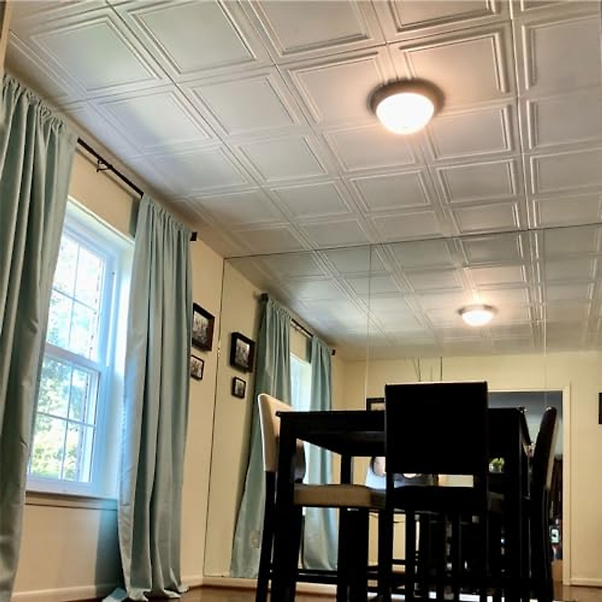 A La Maison Ceilings R24 Line Art Foam Glue-up Ceiling Tile (21.6 sq. ft./Case), Pack of 8, Plain White