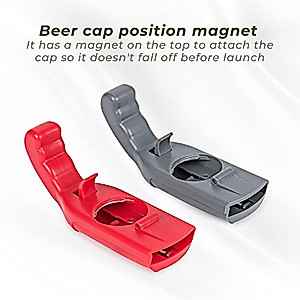 Bottle Opener Cap Gun Bottle Opener Bottle Shooter Launcher, Creative for Home Party Shoots Over 5 Meters by QEZEZA (Grey and Red)