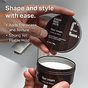 Every Man Jack Mens Hair Styling Fiber Cream - Add Extra Thickness and Texture with a Medium Hold, Matte Finish, and Low Shine - Non-Greasy, For All Hair Types, Fragrance Free - 3.4-ounce - 2 Tins