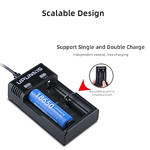 18650 Battery Charger, 2 Slot Universal Battery Charger for 3.7V Type C Li-ion Rechargeable Batteries 18650 10440 18350 17500 17650 16340 14500 20700, Universal Batteries Charger