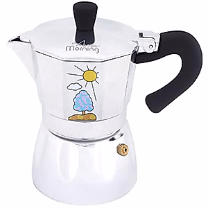 Any Morning Stovetop Espresso Maker, Cuban Coffee Maker, Aluminum, Moka Pot, Portable Coffee Percolator, Great for Coffee & Tea, 8 oz (240 ml)