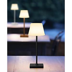 VISDANFO Outdoor Cordless Portable Table Lamp,5000mAh Rechargeable Battery Operated Dimming LED Desk Lamp,IP44 Waterproof,Modern Night Light for Camping Restaurant Bedroom Bars Home Party(Black)