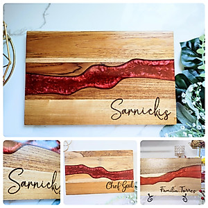 Personalized Wood Cutting Board with Resin, Custom Wedding Gifts, White Epoxy Serving Board, Anniversary Christmas Birthday Gift for Her
