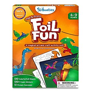 Skillmatics Art & Craft Activity - Foil Fun Dinosaurs, No Mess Art for Kids, Craft Kits & Supplies, DIY Creative Activity, Gifts for Boys & Girls Ages 4, 5, 6, 7, 8, 9, Travel Toys