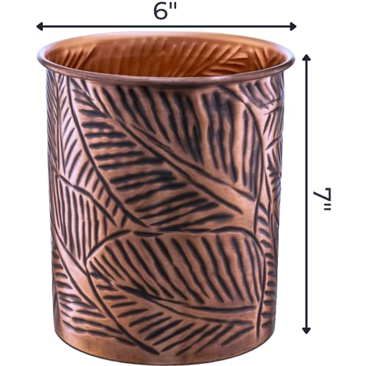 Monarch Abode 49677 Metal Handcrafted Floral Embossed Caddy, Kitchen Interior Organizer for Utensils, Crock for Cooking Utensils, Multipurpose, Large Utensil Holder, Antique Copper Finish