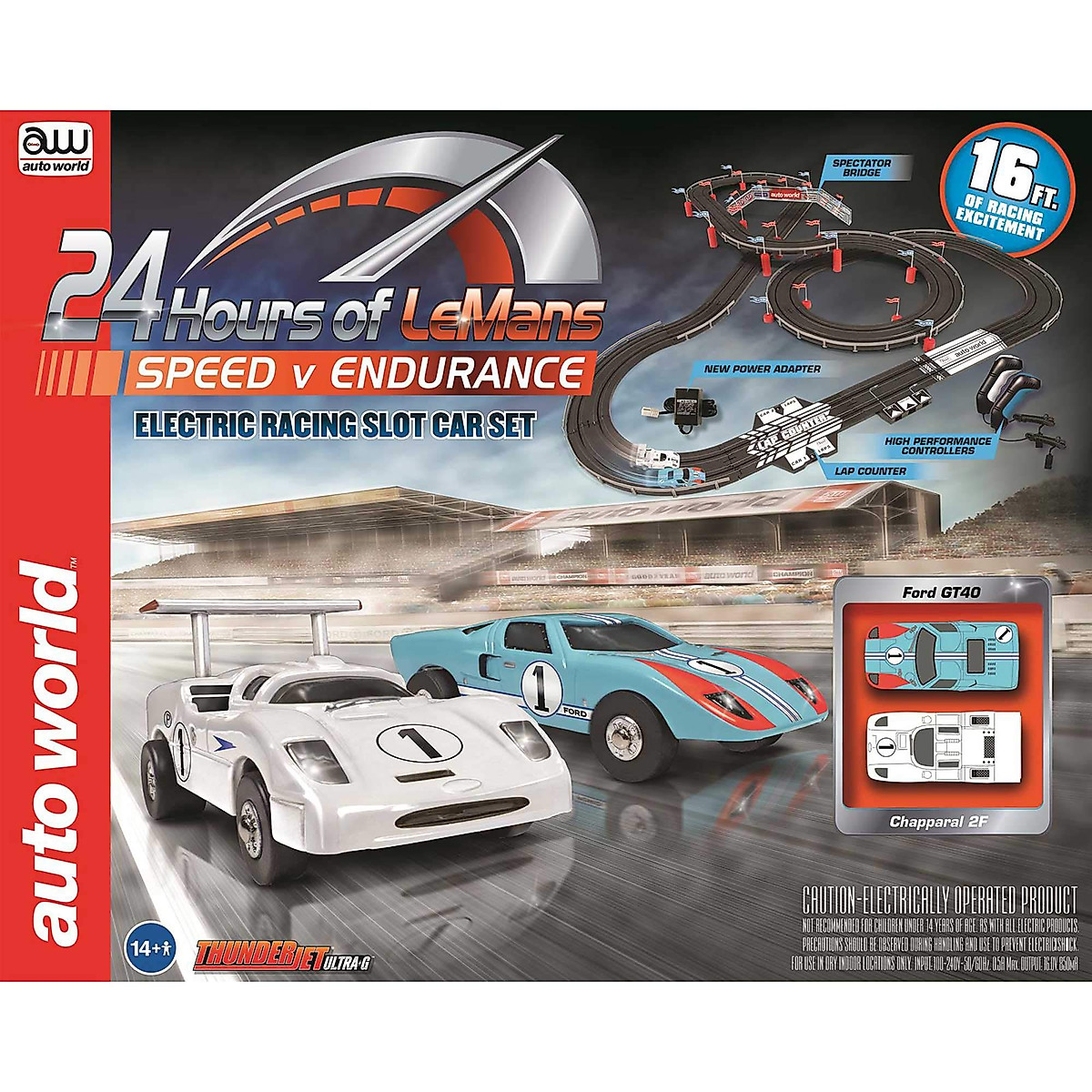 Auto World 16' 24 Hours of Le Mans Speed V Endurance 1966 Ford GT40 Chaparral 2F Slot Car Set