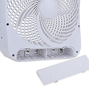 Treva 10-Inch Portable Fan, Powered by Battery and/or AC Adapter - Desk Fan Air Circulating with 2 Cooling Speeds for Personal and Travel Use (White)