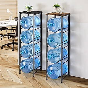 5 Gallon Water Bottle Holder with Storage Shelve, Water Jug Holder Water Jug Rack Water Jug Stand, Water Bottle Organizer for Office, Kitchen, Living Room Brown