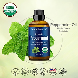 Organic Peppermint Essential Oil 30 ml - 100% Pure Peppermint Oil for Diffuser -Natural, Undiluted Menthol Oil for Hair Care - Mint Oil for Skin Care - Pure Essential Oils Peppermint - Nexon Botanics
