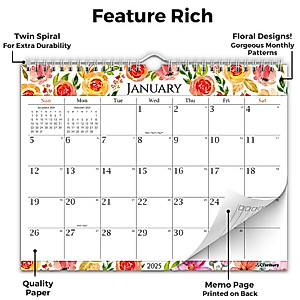 CRANBURY Small Wall Calendar 2023 - (Floral) Use 8.5x11 Calendar 2023 as Desk Calendar or Hanging Calendar 8.5 x 11, Gorgeous Flower Designs, Includes Stickers