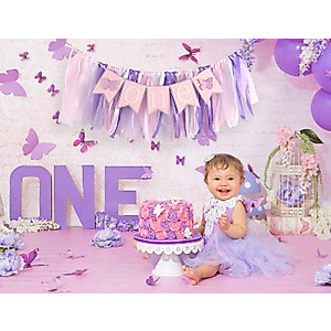 Butterfly One Birthday Highchair Banner - First Birthday Highchair Banner，one High Chair Banner，1st Birthday High Chair Banner，one Party Decoration Photo Props Cake Smash