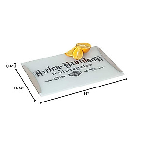 Harley-Davidson Motorcycle Tempered Glass Cutting Board w/ Handles HDL-18504