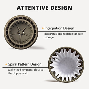 VANDROOP Collapsible Coffee Dripper, Portable Basket Pour Over Coffee Maker, Silicone Reusable Single Cup Maker(1-2 Cup) (Gray)