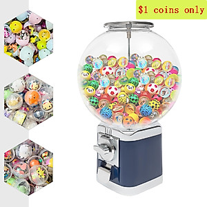 Gdrasuya10 Vending Machine, 18.11" Big Bubble Gumball Machine Lockable Candy Gumball Dispenser Machine Large Capacity Toy Vending Machine for 1.26inch Ball, Candy or $1 Coins, Dark Blue