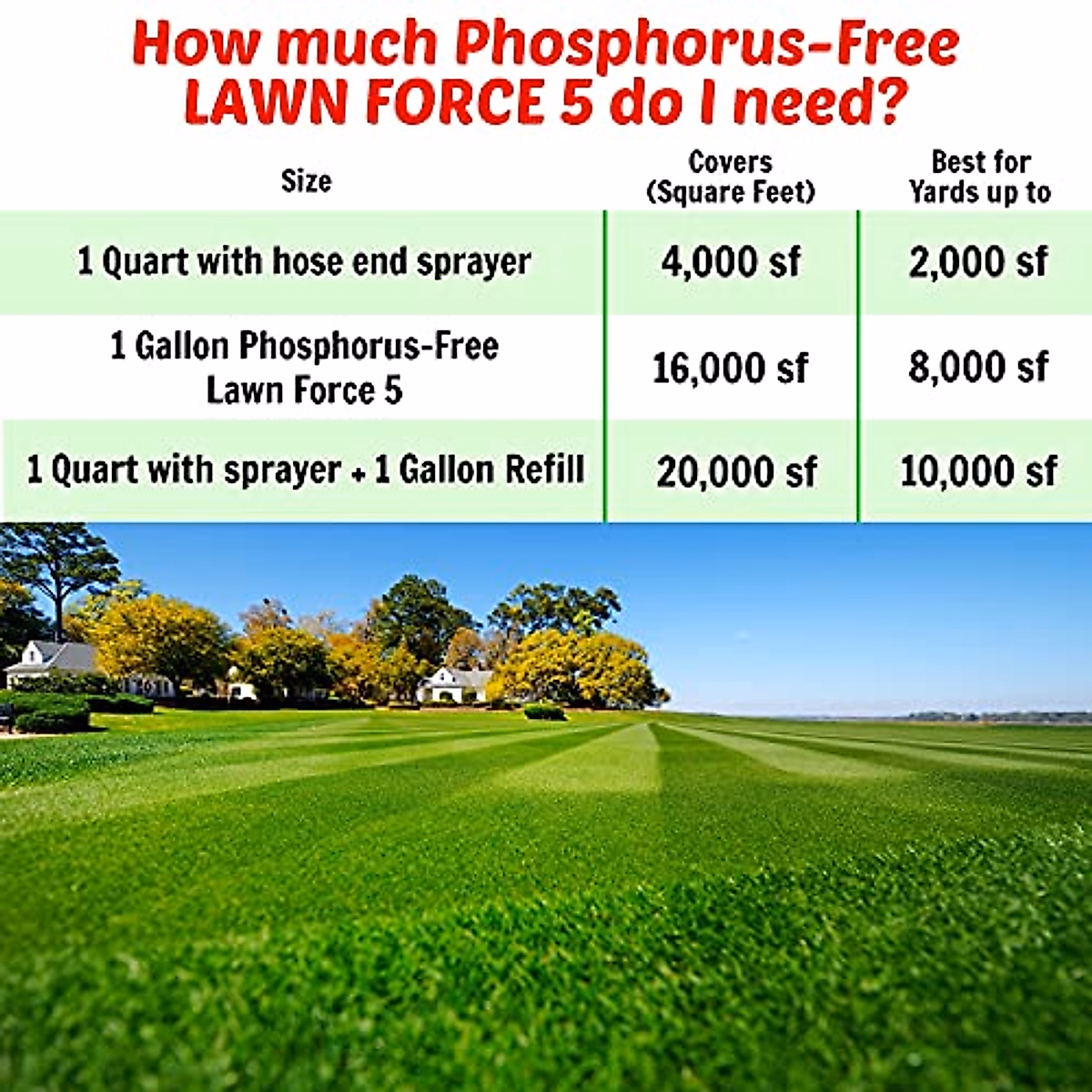 Nature’s Lawn & Garden – Lawn Force 5 Phosphorus Free – Liquid Lawn Fertilizer, Aerator, Dethatcher, with Humic & Fulvic Acid, Kelp Seaweed, and Mycorrhizae – Quart with Hose End Sprayer Attachment