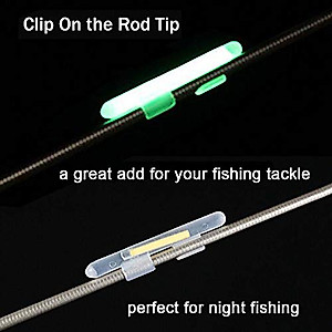 QualyQualy Clip-On Fishing Glow Sticks for Pole, Fishing Lights for Rods, Fishing Pole Light Sticks Bulk Kit 20 Pcs (10Packs XL 3.3-3.7mm)