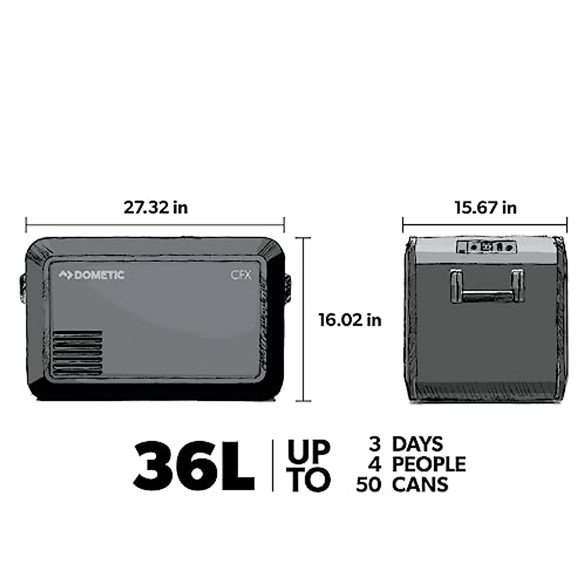 Dometic CFX3 35 Portable Refrigerator and Freezer - 36L - Powered by AC/DC or Solar Portable Refrigerator with WiFi/Bluetooth Temperature Control - Ideal Cooler for Car, RV, Camping and Home Use
