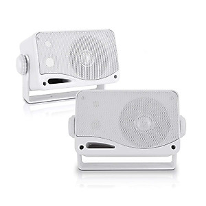 Pyle PLMR24 3.5 Inch 3 Way Marine Audio Speakers Outdoor Weatherproof (2 Pair)