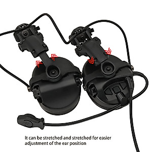 COMBATGEAR Tactical Headset with ARC Rail Adapter Ear Defender Airsoft Headphone Come with K 2 pin Push to Talk (Black)