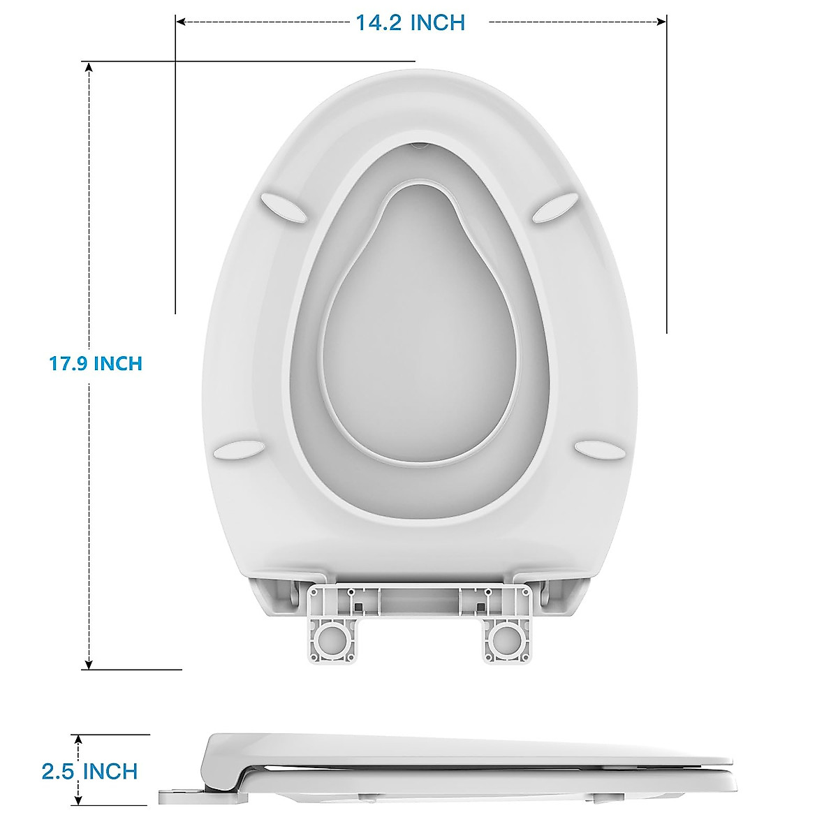 Toilet Seat, Elongated Toilet Seat with Toddler Seat Built in, Potty Training Toilet Seat Elongated Fits Both Adult and Child, with Slow Close and Magnets- Elongated